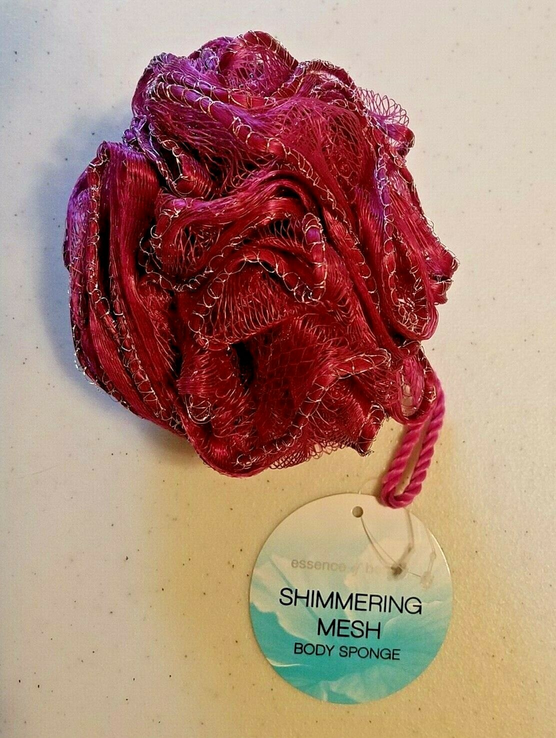Essence of Beauty Shimmering Mesh Body Sponge 5-Inch Dia Aqua-Burgundy ...
