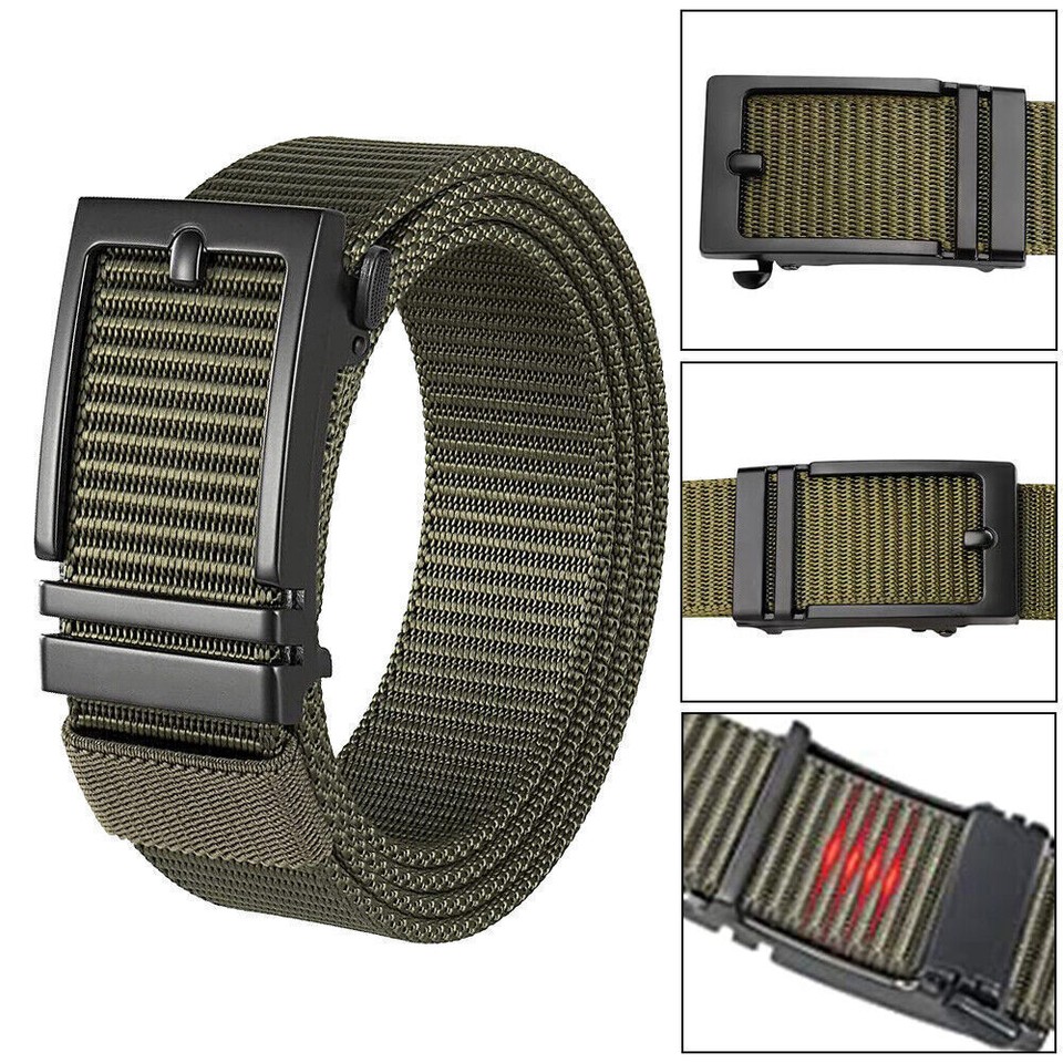 Tactical Men Nylon Belt Automatic Buckle with Slide Ratchet Belts Waist ...