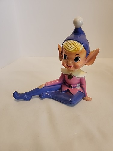 Norleans Vintage Ceramic Pixie Elf Pink Purple MCM 1950s Ceramic Figurine Japan | eBay