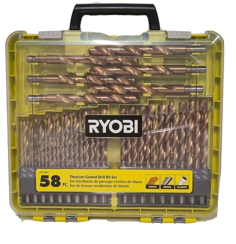 RYOBI Titanium Coated Drill Bit Set (58-Piece) Ryobi Drill Bit Set ...