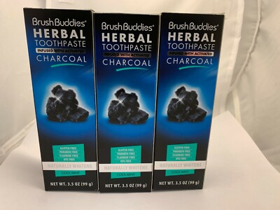 Brush Buddies Herbal Toothpaste Activated Charcoal Cool Mint 3 packs | eBay