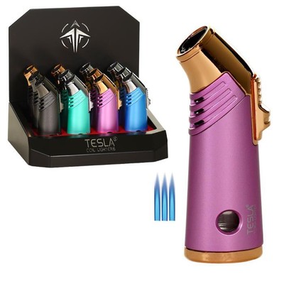 TESLA® Coil Lighters Mini Triple Flame Butane Refillable Torch Lighter ...