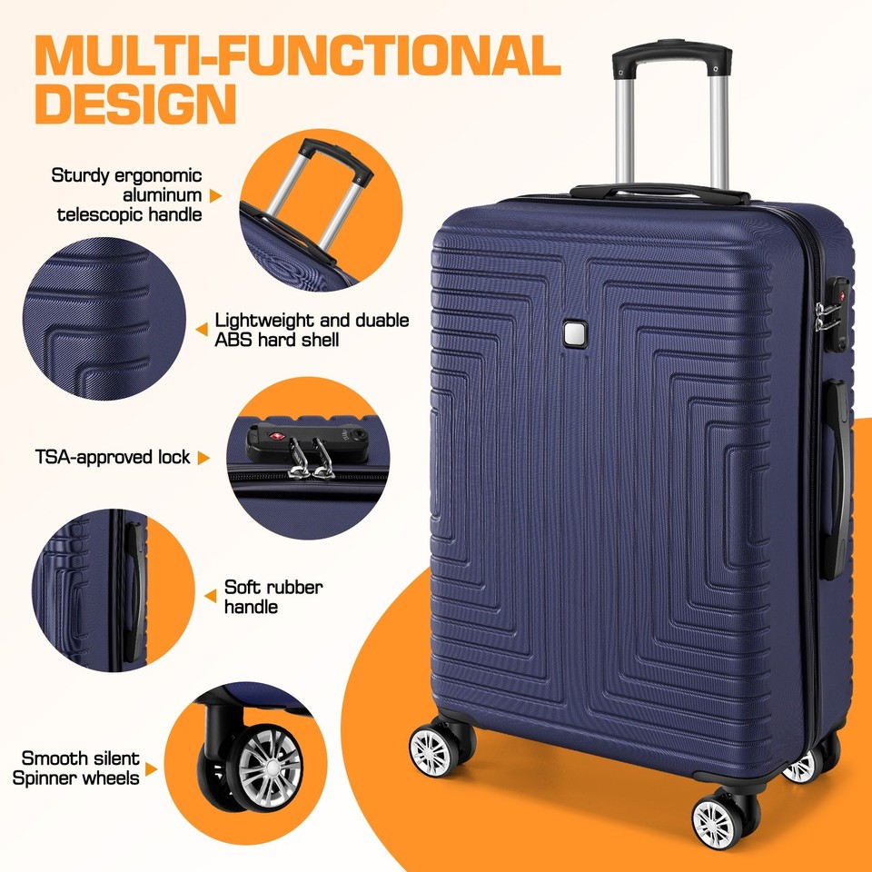 ABS+PC Luggage Sets 3 Piece Hard Shell Suitcases with TSA Lock, Carry ...