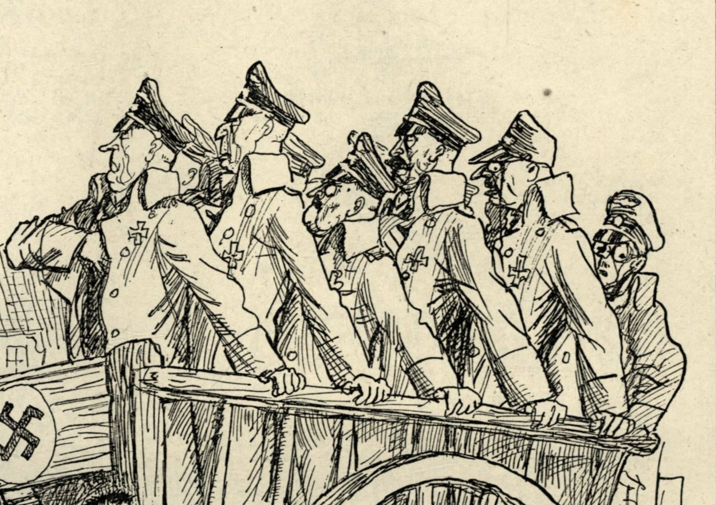 VINTAGE WW 2 CARTOON - NAZI TUMBRIL [TUMBREL] HIMMLER- GORING ...