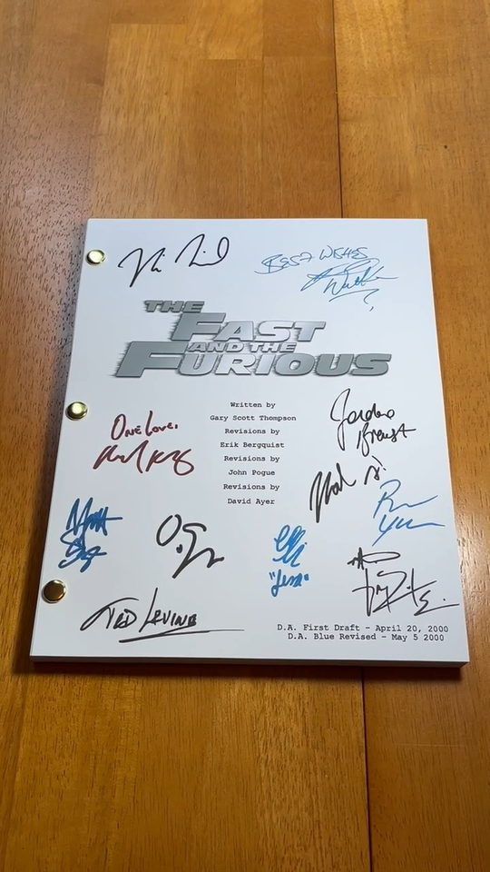 The Fast and the Furious Script Signed- Autograph Reprints- 104 Pages ...