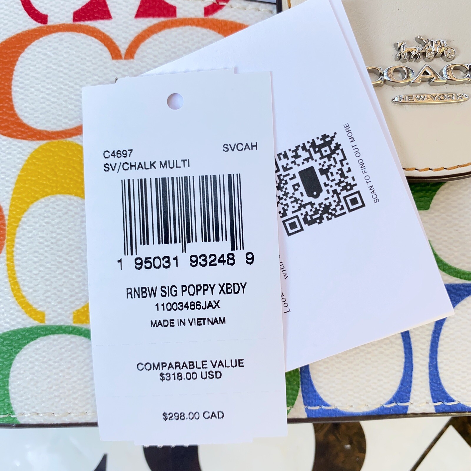 NWT Coach Pride C4697 Poppy Crossbody Card Case Rainbow Signature ...