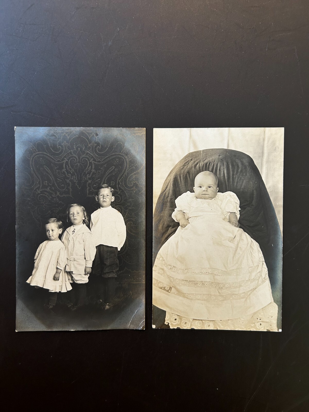 Portrait of a baby & 3 cute kids early 1900's RPPC Lot of 2 postcards ...