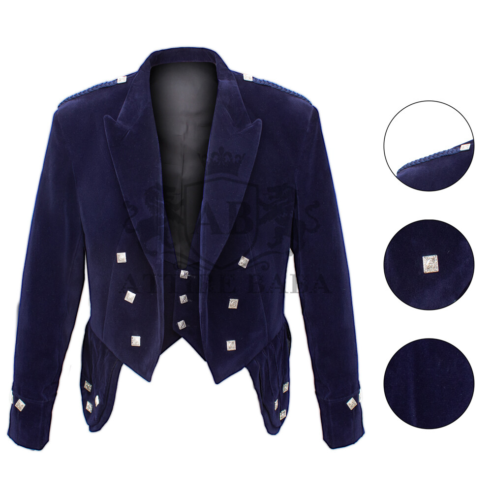 Navy Blue Doublet Kilt Jacket Scottish Kenmore Velvet Doublet Wedding ...