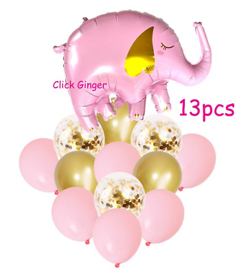 Pink Elephant Balloon 13pcs Pastel Pink Gold Chrome Confetti Balloons ...
