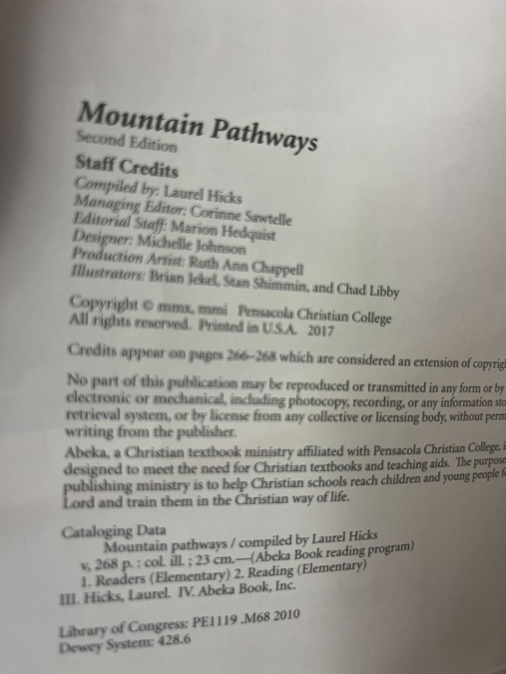 Abeka Reading Book Mountain Pathways Second Edition 2017 Paperback | eBay