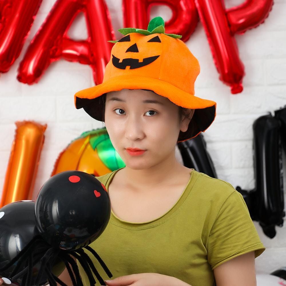Circular Pumpkin Hat Velvet Orange Hat New Fashion Halloween Cap Women ...