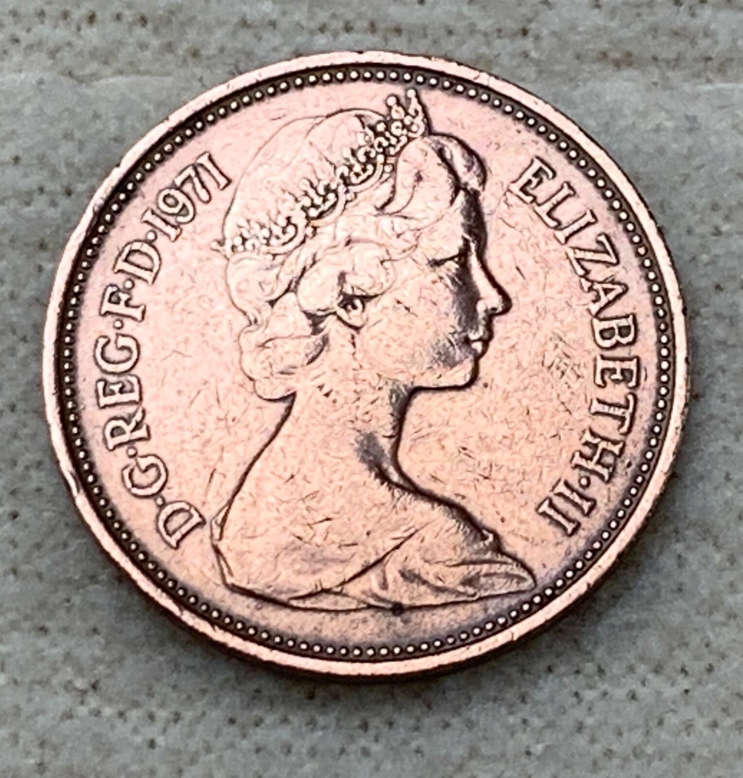 Rare 1971 Elizabeth II 2 New Pence British Coin D.G.Reg.F.D. Excellent ...