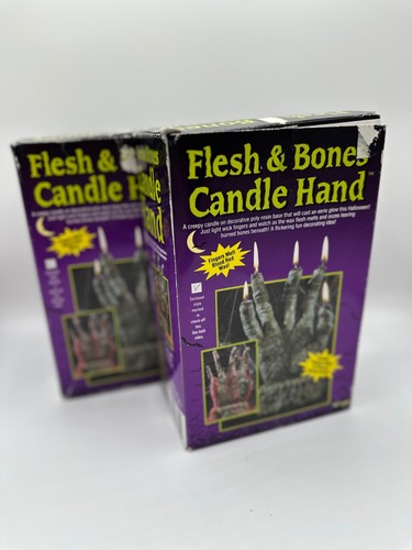 2 Vintage Flesh and Bones Halloween Zombie Hand Candle Blood Melt New ...