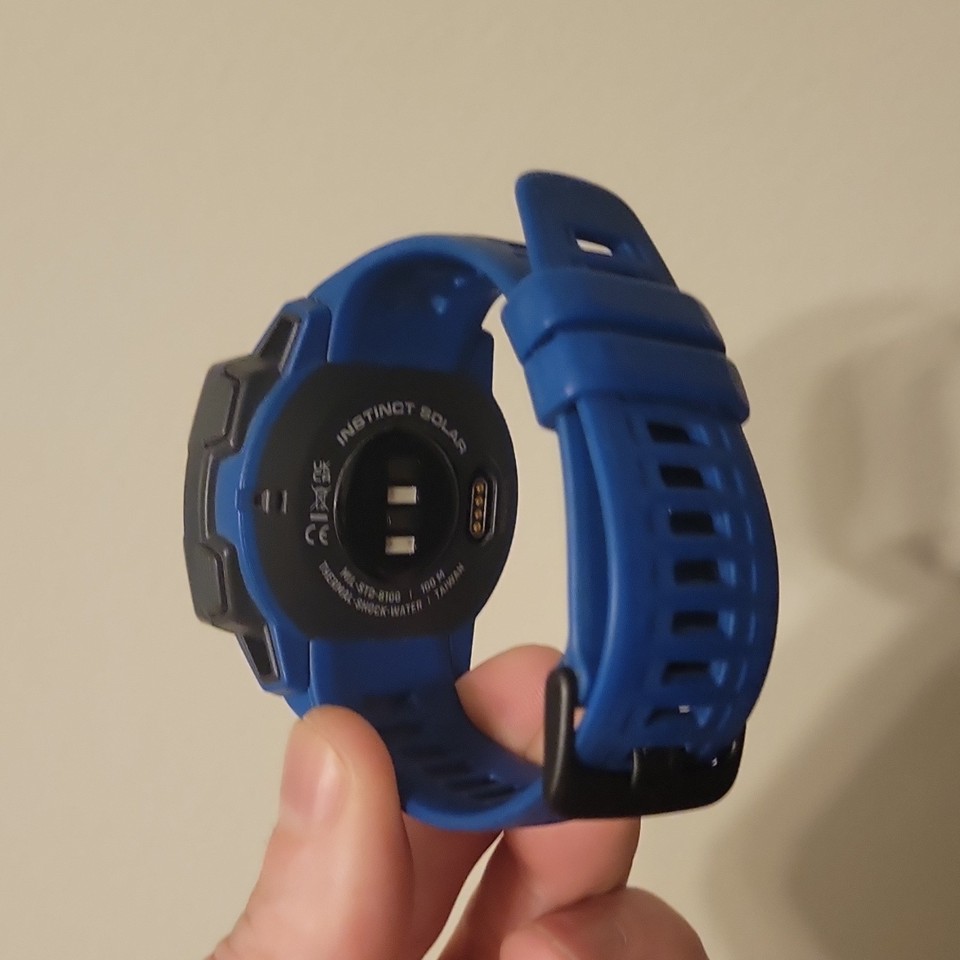 Garmin Instinct Solar (Blue) GPS Heart Rate Smartwatch Outdoor Running ...
