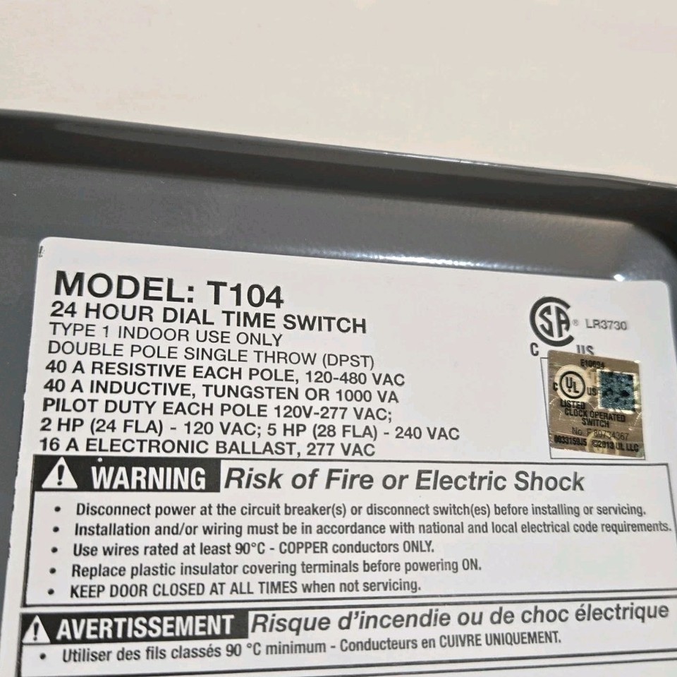 Intermatic T104 24 Hour Mechanical Time Switch 208-277 VAC DPST pump ...