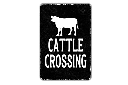 Cattle Crossing Sign – Rustic Metal Farm Sign for Barn, Ranch, or ...