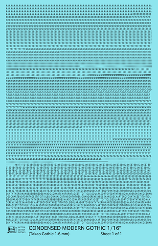 K4 HO Scale Water Slide Decals Black 1/16 Inch Condensed Modern Gothic ...