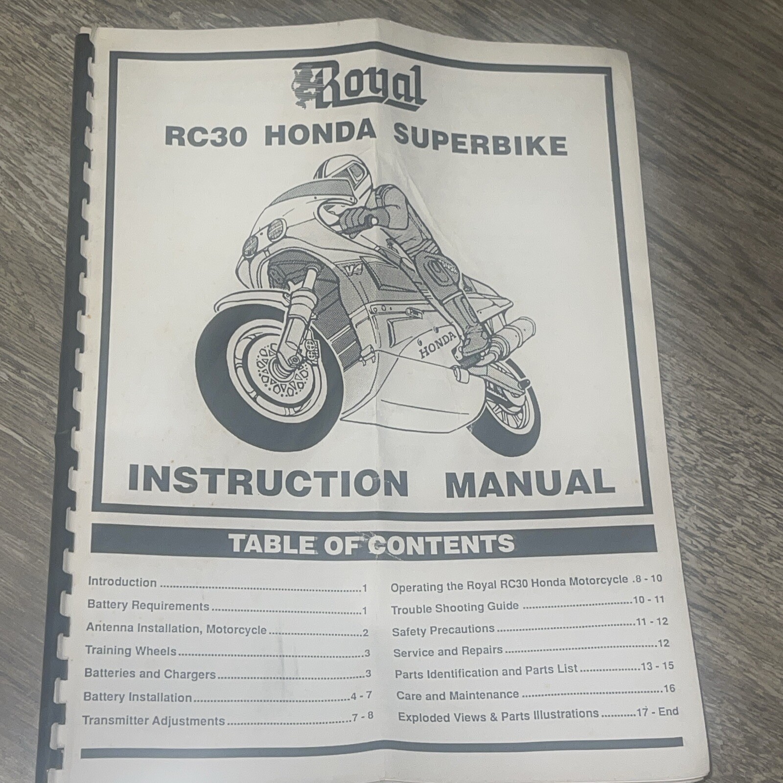 Vintage Royal Honda RC30 VFR750R 1:5 Scale Radio Control RC Motorcycle ...