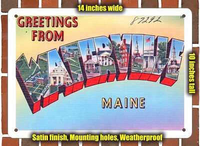 Metal Sign - Maine Postcard - Greetings From Waterville, Maine | eBay
