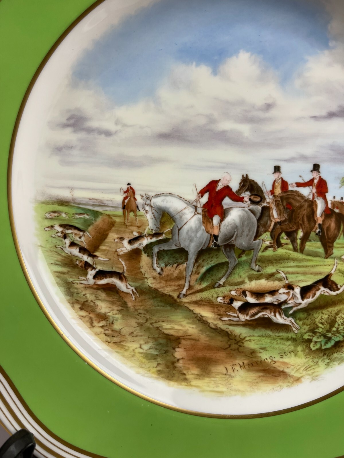 Spode Hunting Scenes The Find J F Herring Dinner Plate 10.75" Green ...