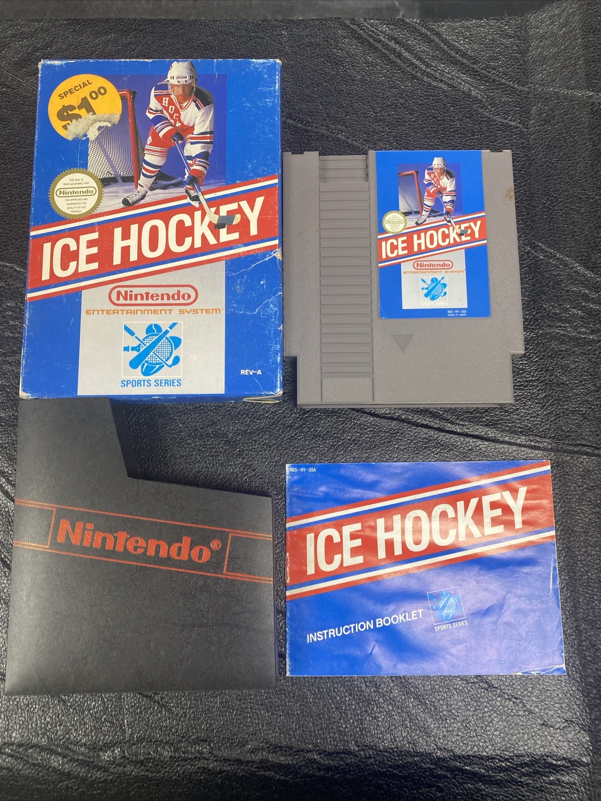 NES Nintendo Ice Hockey (Nintendo, 1985, Rev-A) CIB. Tested, Working ...