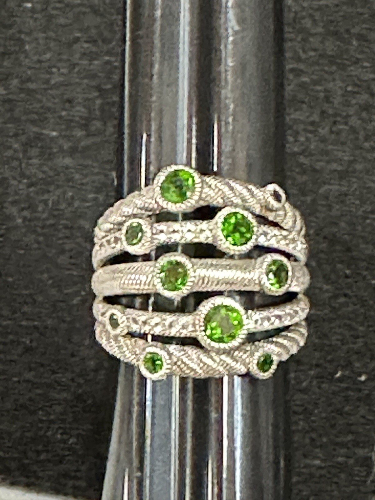 Judith Ripka 925 Sterling Silver Multi Row Green Ston… - Gem