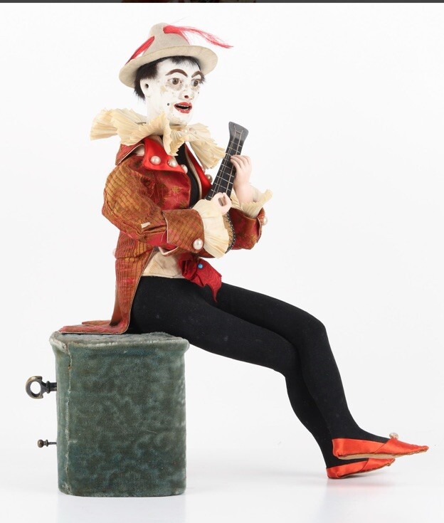 ANTQUE FRENCH AUTOMATON DOLL LAMBERT MANDOLIN PLAYER JESTER AUTOMATE ...
