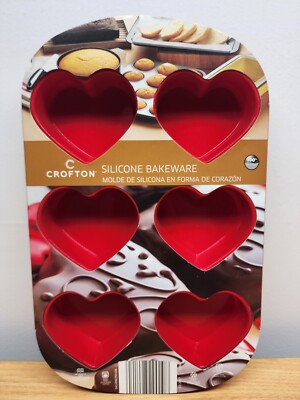 Crofton Silicone Bakeware, Heart-Shaped 6 Cake Pan 100% FDA Approved ...