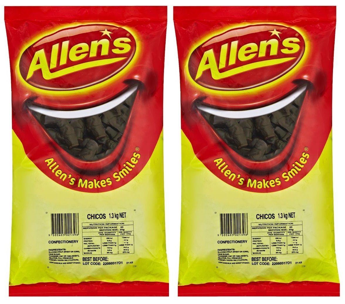 Bulk Lot 2.6kg x Allens Chicos Chocolate Gummy Candy Buffet Lollies ...