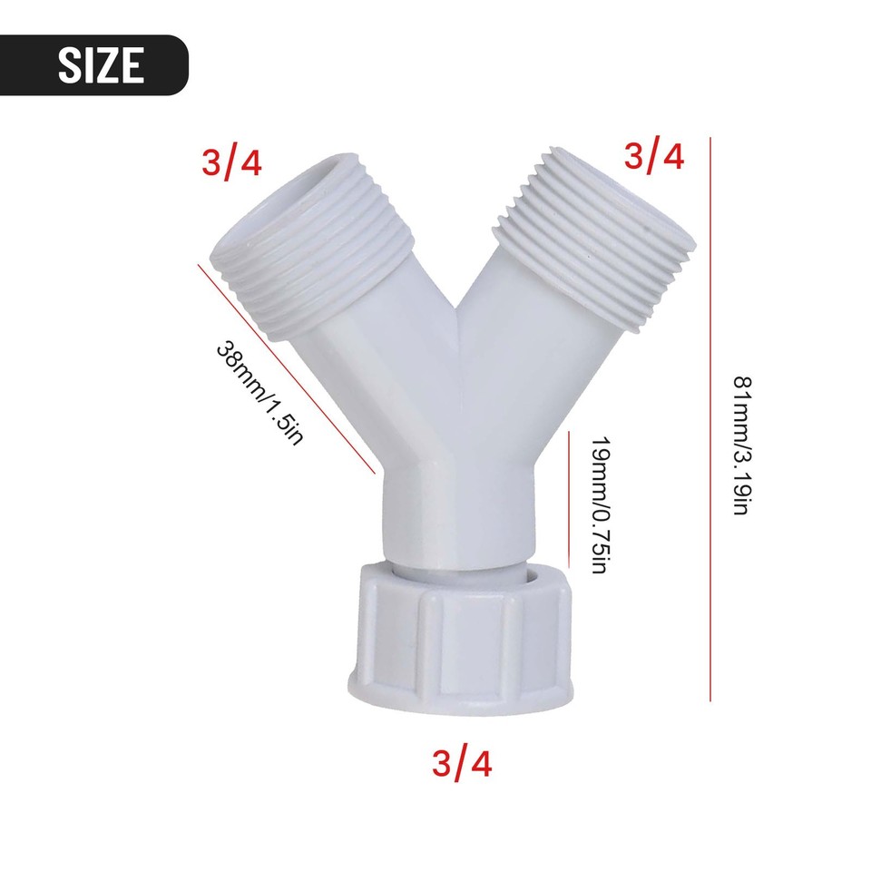 Y Splitter Joiner Drain Pipe Sink Junction Split Washing Machine Y Tee ...