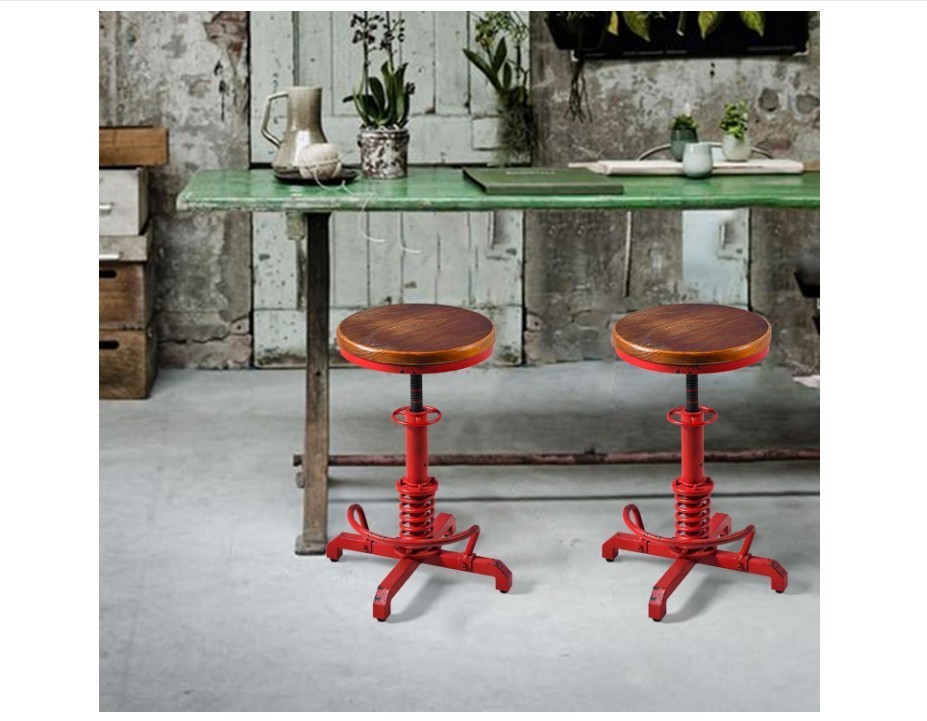 Industrial Retro Vintage Farm Wooden Seat Tractor Stool Kitchen Swivel ...