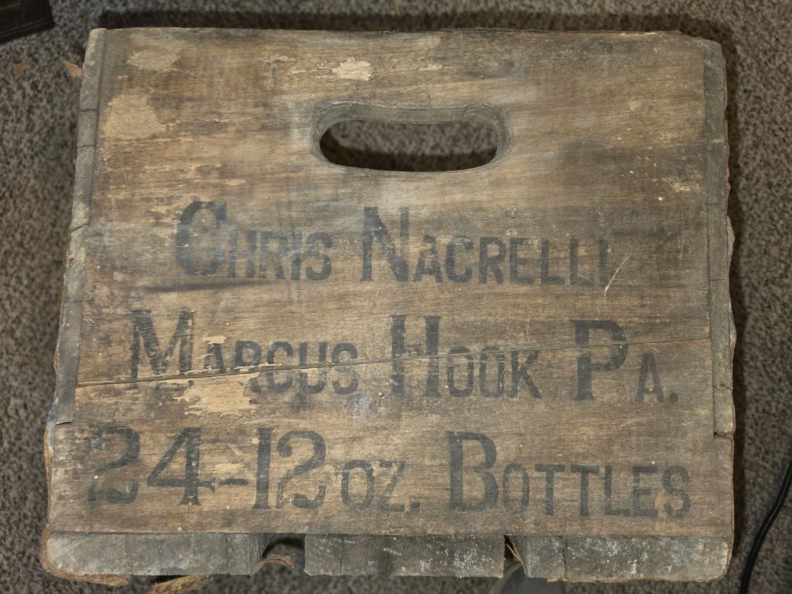Vintage Early 1900s Chris Nacrelli Wood Beer Soda Crate,Marcus Hook ...