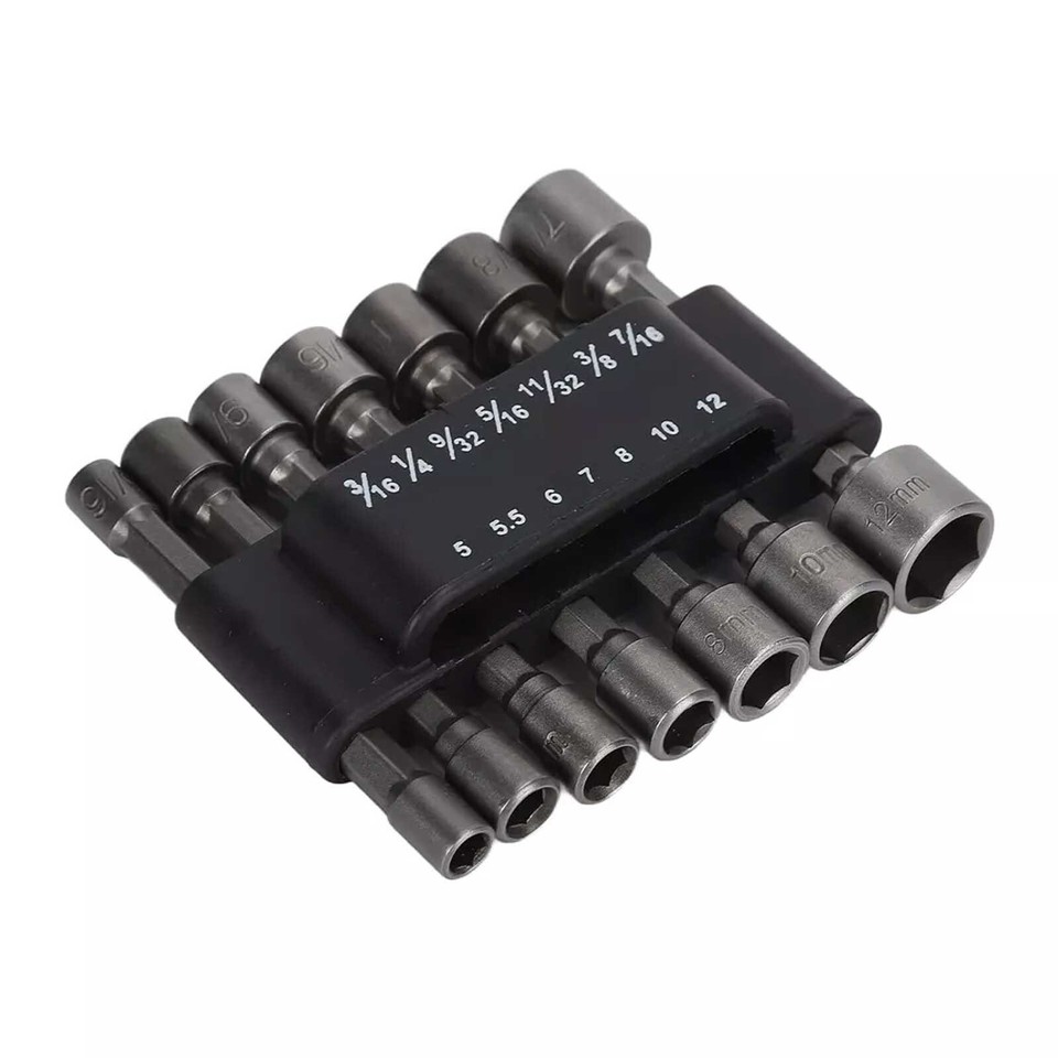 14PC POWER Nut Driver Drill Bit Set Socket Bit Adapter metric & SAE ...