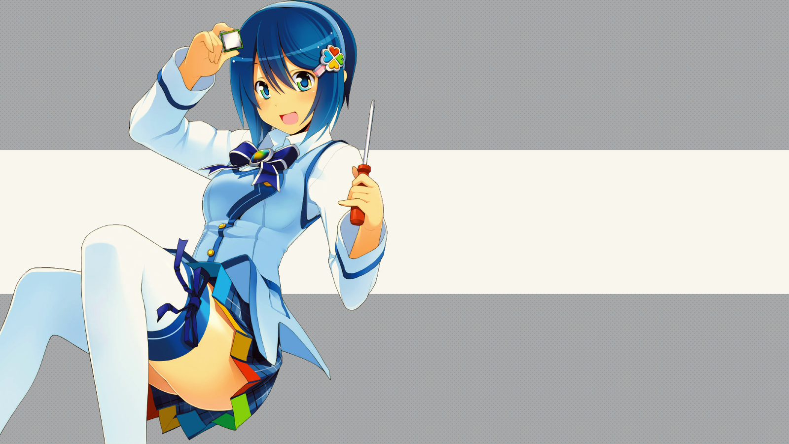 Anime ostan windows xp blue hair ornament eyes bow tie Playmat Gaming ...