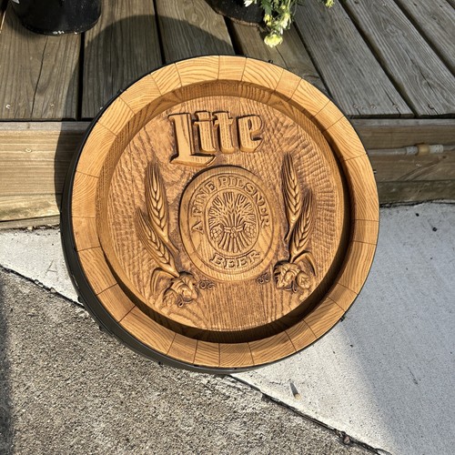 MILLER LITE FINE PILSNER 18" PLASTIC BARREL KEG SIGN VINTAGE Bar ...