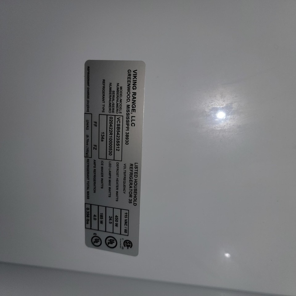 Viking VCSB5423SS Quiet Cool 25.3 Cu. Ft. Side-by-Side Built-In ...