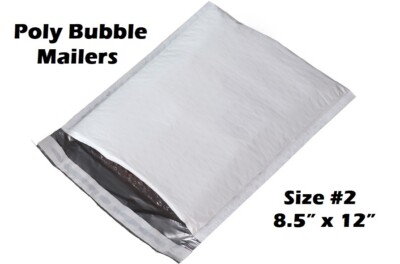 SIZE #2 SELF SEALING POLY WHITE BUBBLE MAILERS 8.5x12" PADDED SHIPPING ENVELOPES | eBay