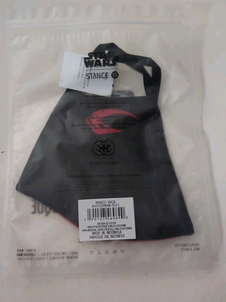 New Stance x Star Wars The Mandalorian Mando Red Cloth Face Mask Adult ...