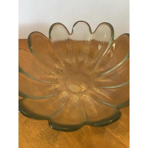Vintage Blown Glass Amber Lotus Petal Bowl, Benko Style 12 Petals Heavy ...