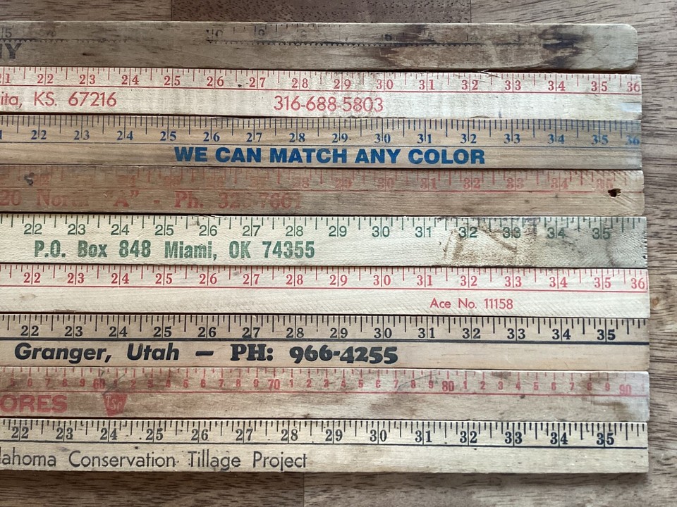 Lot of 9 Vintage Advertising Wooden Yardsticks | eBay