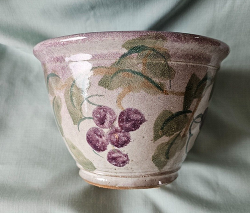 Handmade Pottery Bowl by Brian Marx, Grapes and Grapevine | eBay