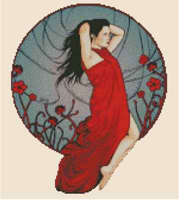 Lady in Red Counted Cross Stitch Chart No.24-100 | eBay