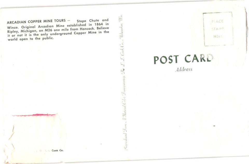 Ripley Michigan Arcadian Copper Mine Tours Stope Chute and Winze ...