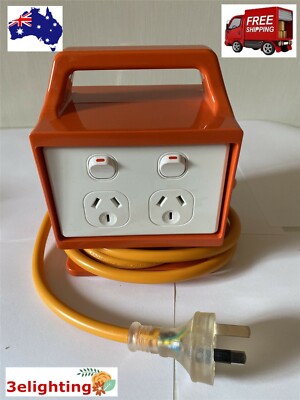 Builders 10 Amp Portable RCD 2x Double Power Point Outlet GPO Safety ...