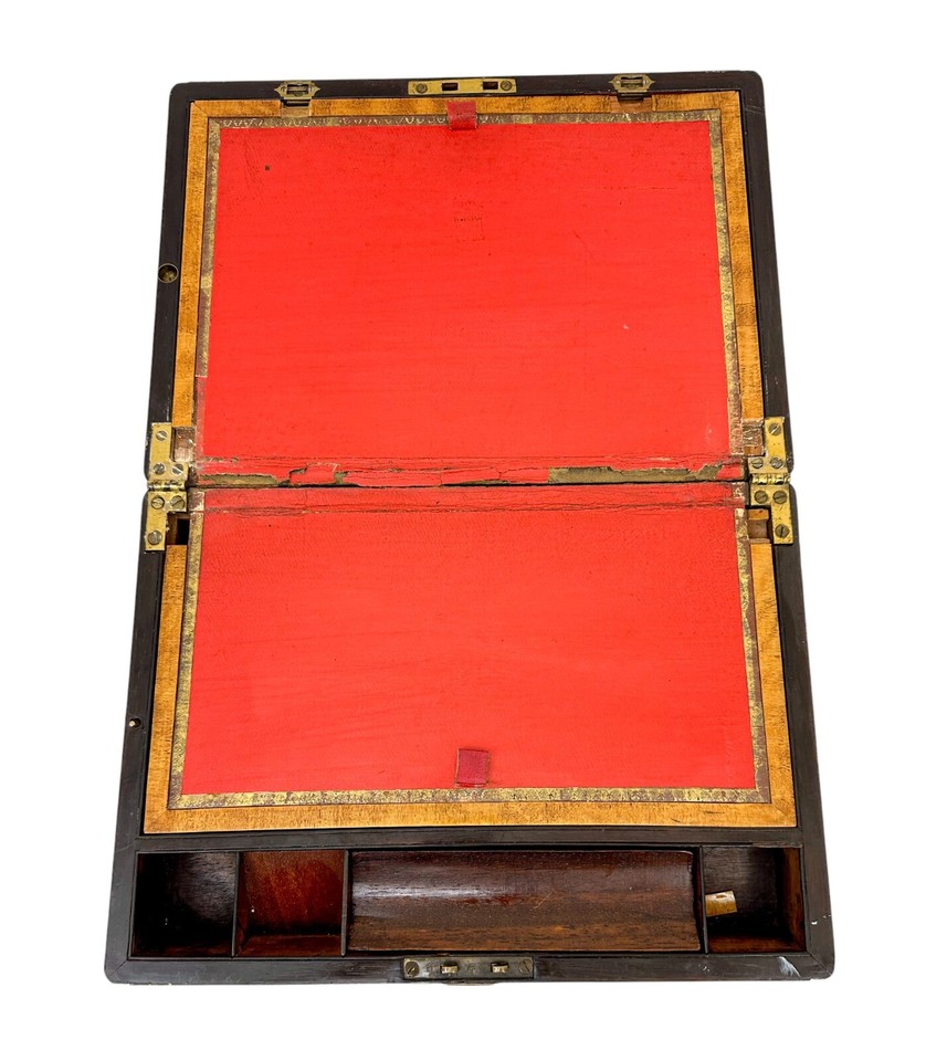 Large rosewood Victorian writing box desk mother of pearl, secret ...