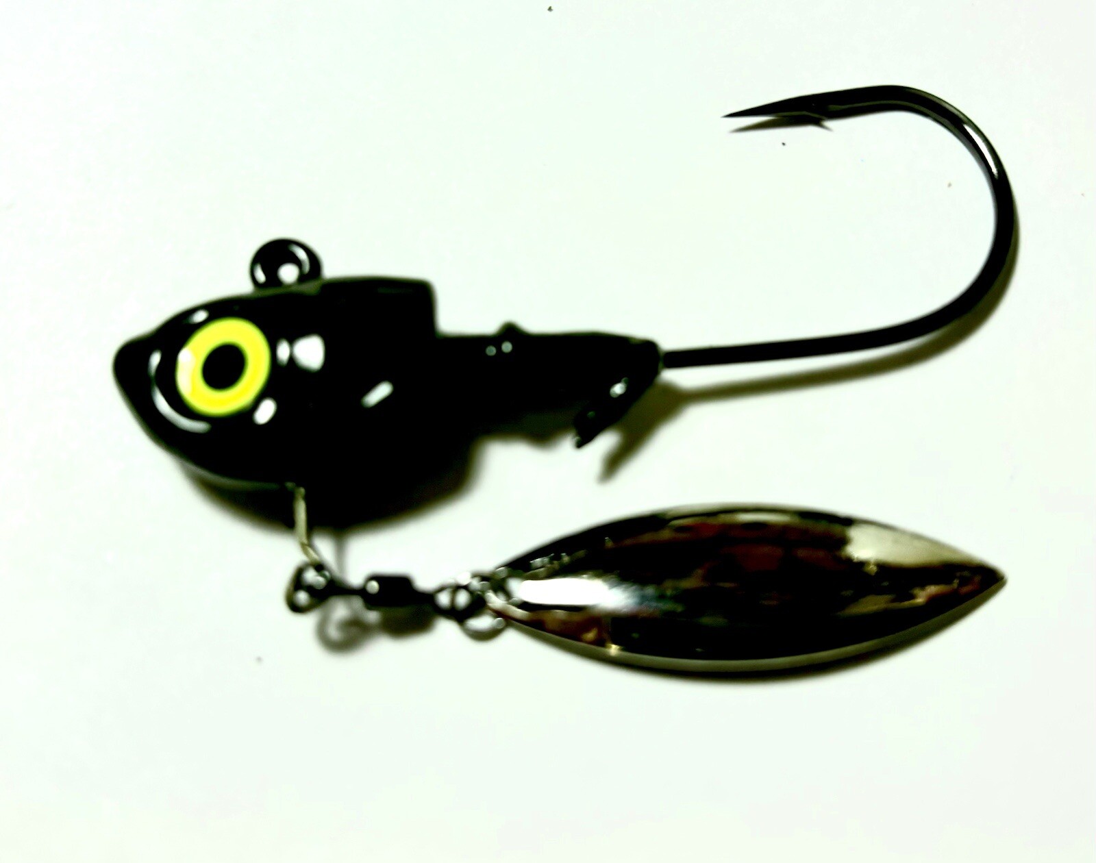 2 Black 1oz Underspin Jigs W/3 1/2 Willow Blade Number 6 Heavy Hook | eBay