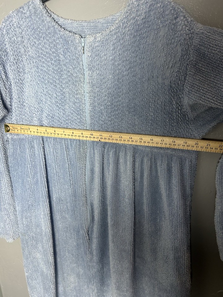 Women’s Stan Herman Chenille Baby Blue Zip Robe With Pockets Size M ...
