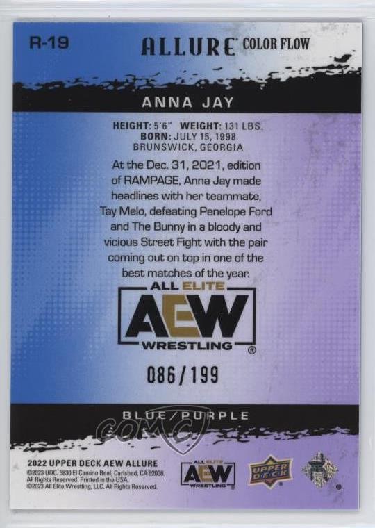 2022 Upper Deck Allure AEW - Color Flow Anna Jay #R-19 Blue/Purple /199 ...