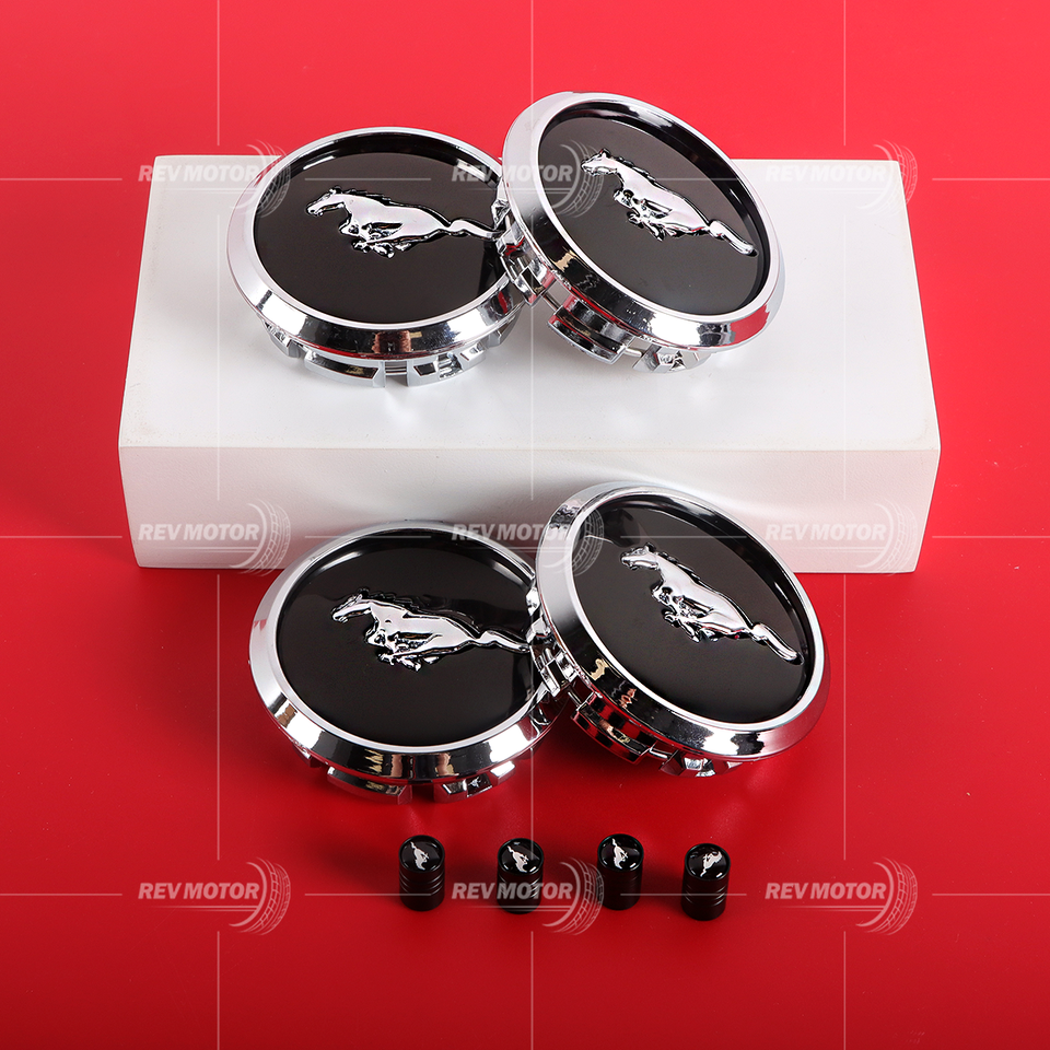Black For Mutang-E Wheel Rim Center Caps & Air Caps GT Bullit Running ...