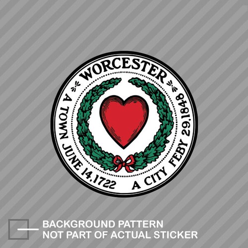 Worcester City Seal Sticker Decal Vinyl massachusetts heart of the ...